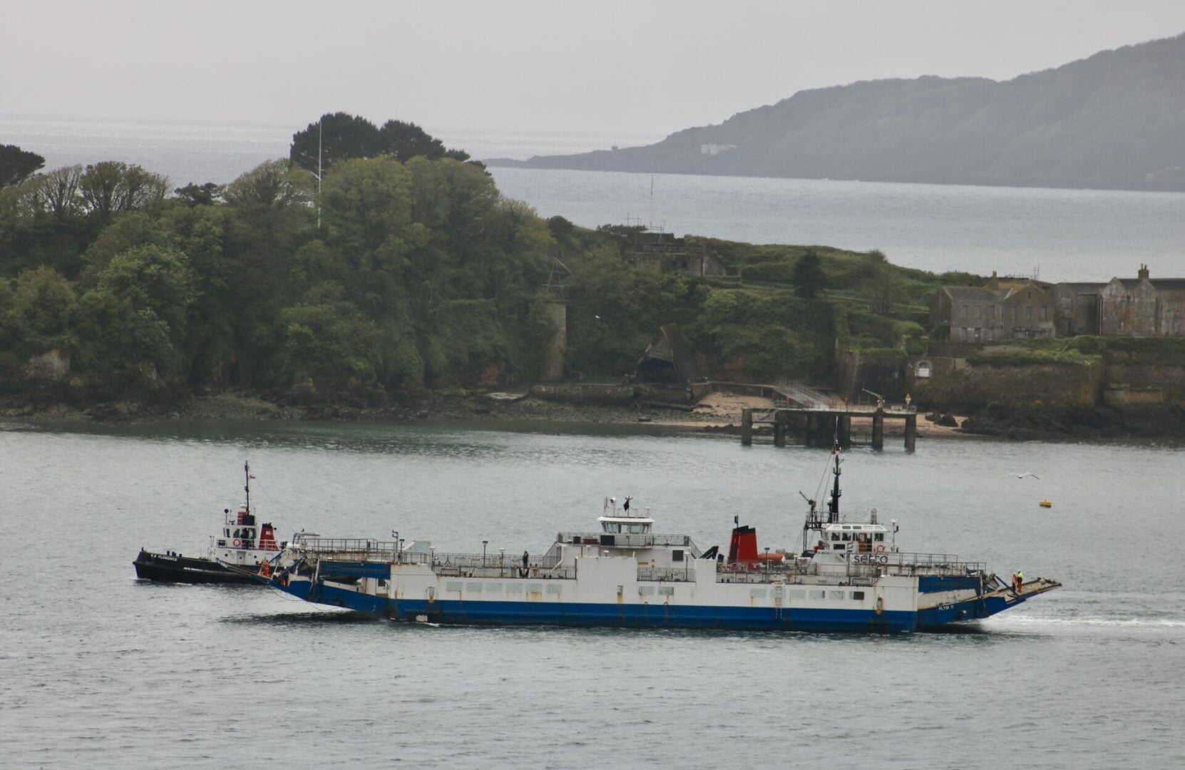 A TUG OF A TOW FOR TORPOINT FERRY