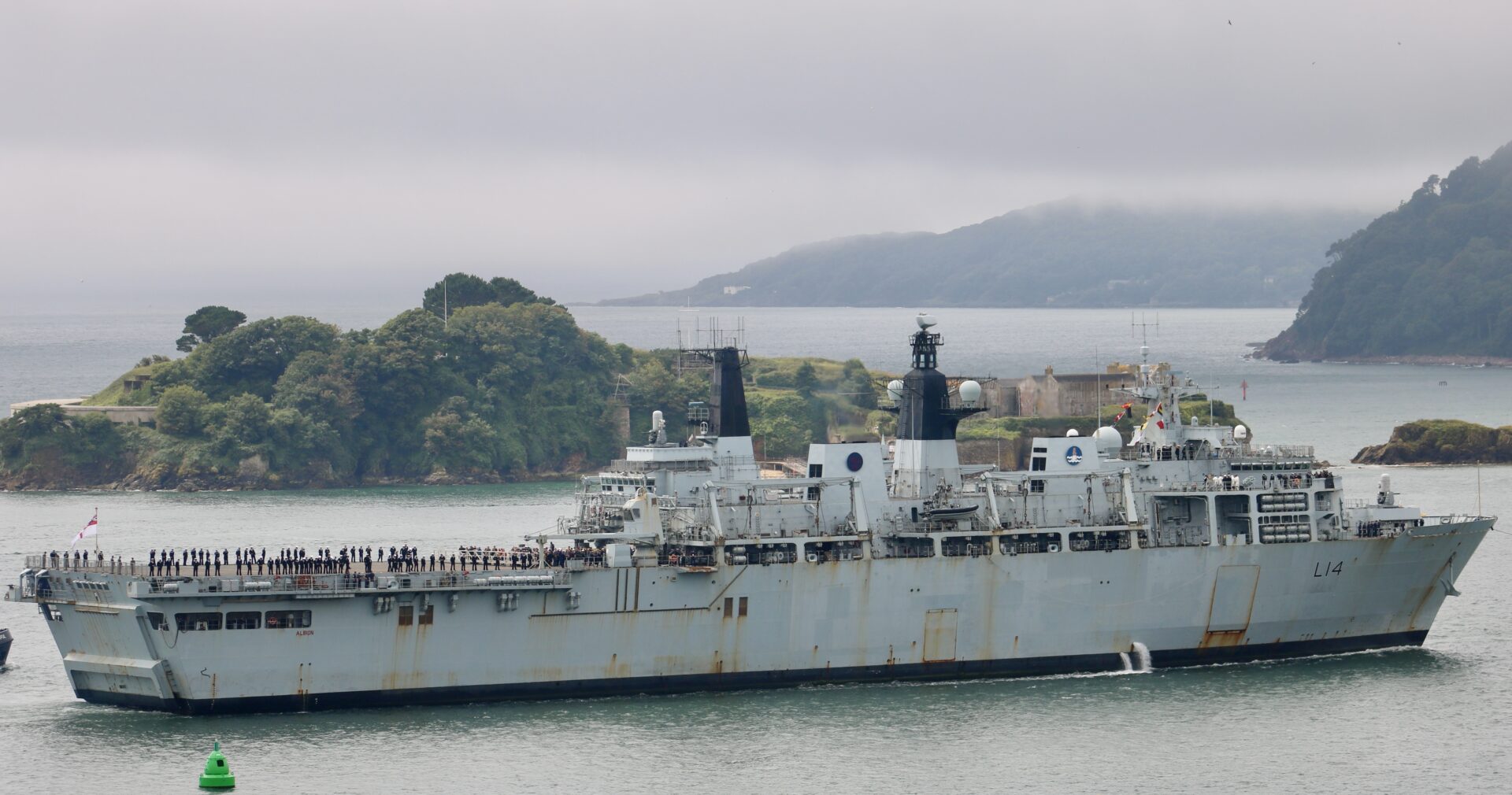 BRITISH ASSAULT SHIP RETURNS HOME